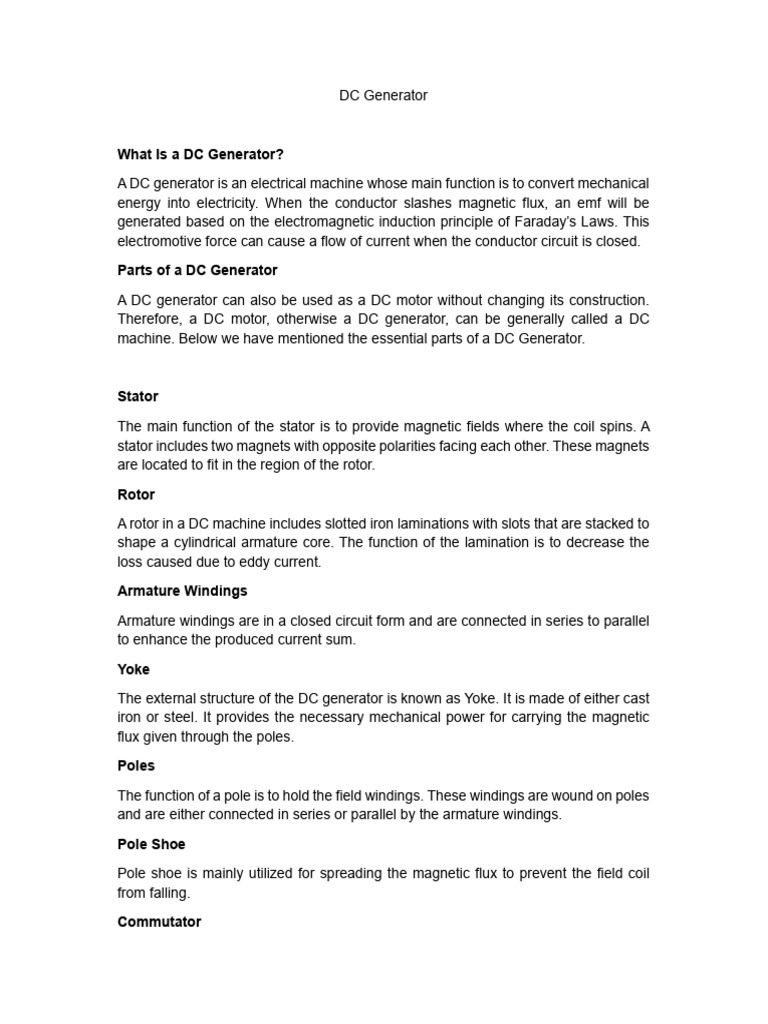 DC Generators | PDF | Electromagnetic Induction | Electric Generator