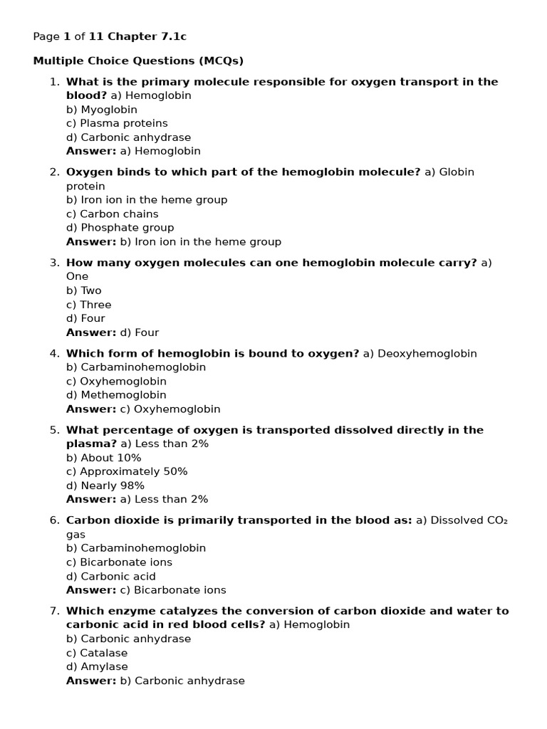 Chapter 7.1c | PDF | Hemoglobin | Blood