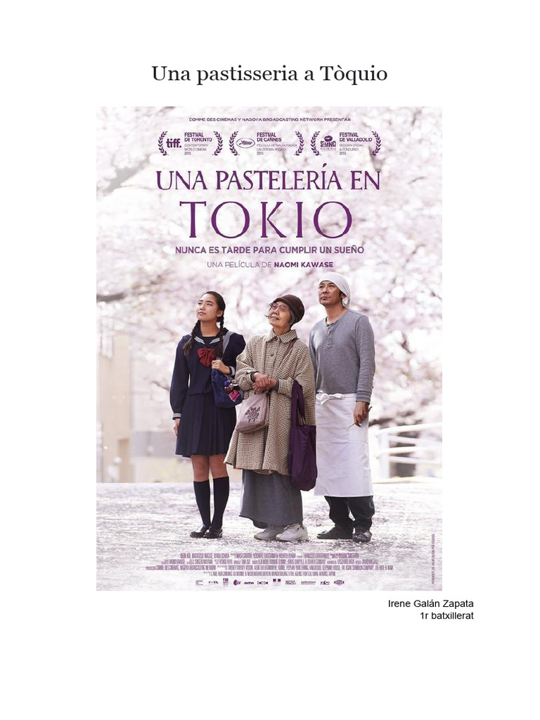 Irene Galan Zapata - 2 Anàlisi D'una Pel Lícula: Una Pastisseria A Tòquio. Directora: Naomi ...