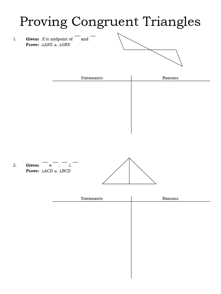 Congruent Triangles Proof Packet | PDF | Euclidean Plane Geometry | Elementary Mathematics