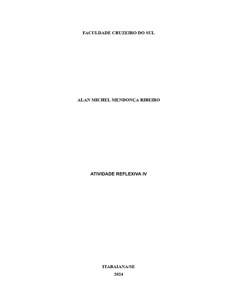 Atividade Reflexiva Iv - Alan Michel - Outubro | PDF | Interdisciplinaridade | Psicologia