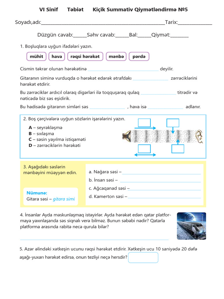 6ci Sinif Təbiət KSQ 5-6 | PDF
