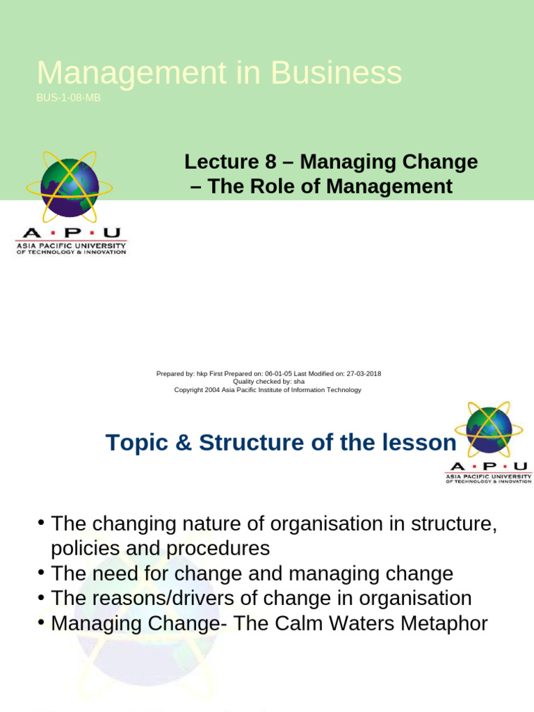 Chapter 12 Managing Change | PDF | Automation | Social Psychology