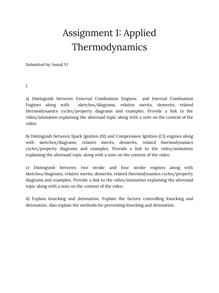Ismail VJ ATD Assignment 1 | PDF | Diesel Engine | Internal Combustion Engine