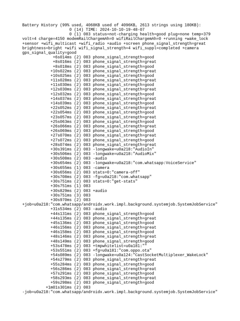 Standby Dump Batterystats 2024 1012 023618 | PDF | Android (Robot) | Embedded Linux Distributions