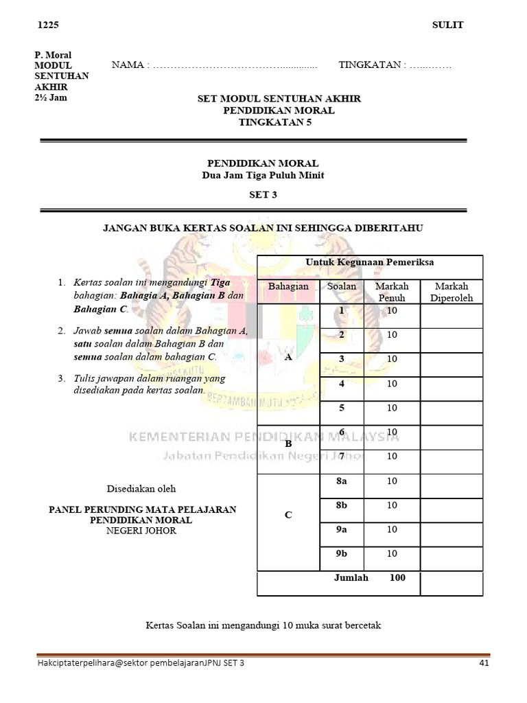 Modul Sentuhan Akhir Set 3 Bersama Jawapan | PDF