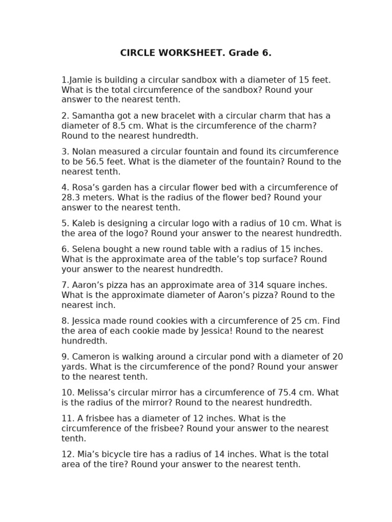 circle worksheet | PDF