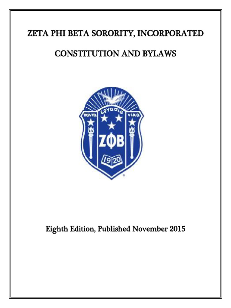 8th Edition Zeta Phi Beta Sorority, Inc. National Constitution Bylaws ...