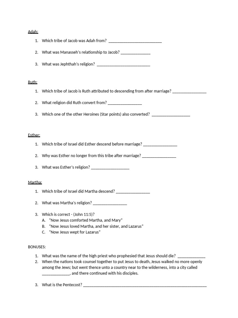 OES Quiz For 2021 Grand Session Workshop | PDF | Jesus | Theology