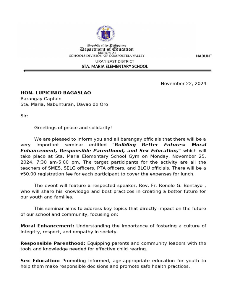 Request letter-BLGU | PDF | Wellness | Lifestyle