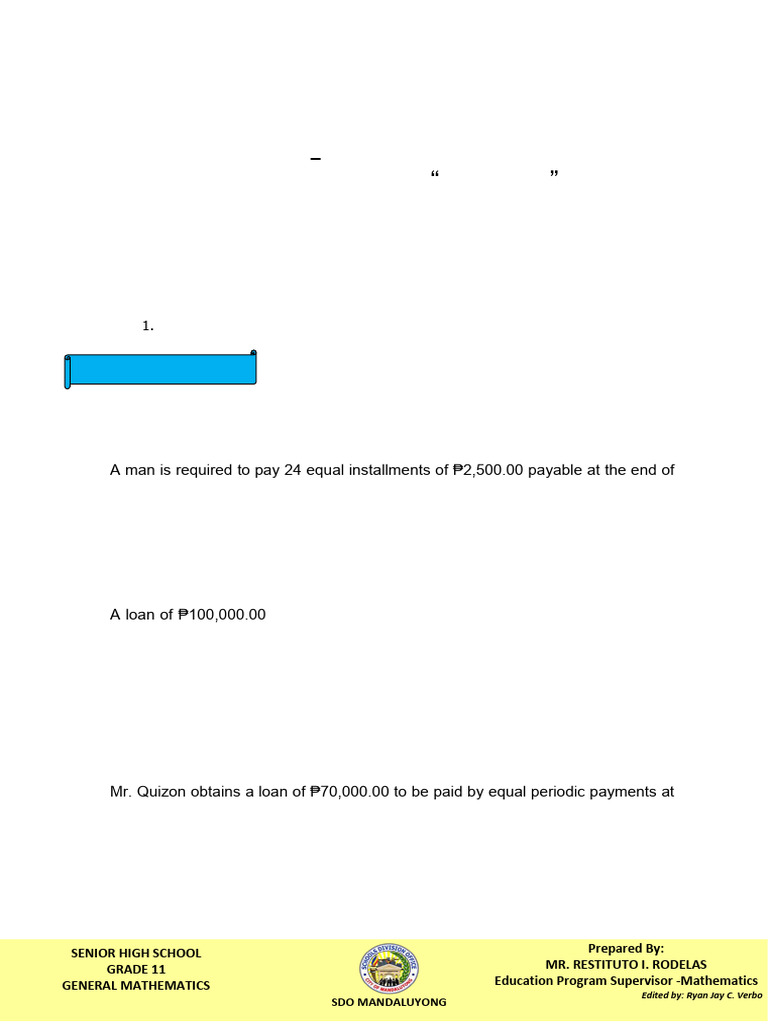Grade 11 Amortization Math Problems | PDF | Loans | Interest