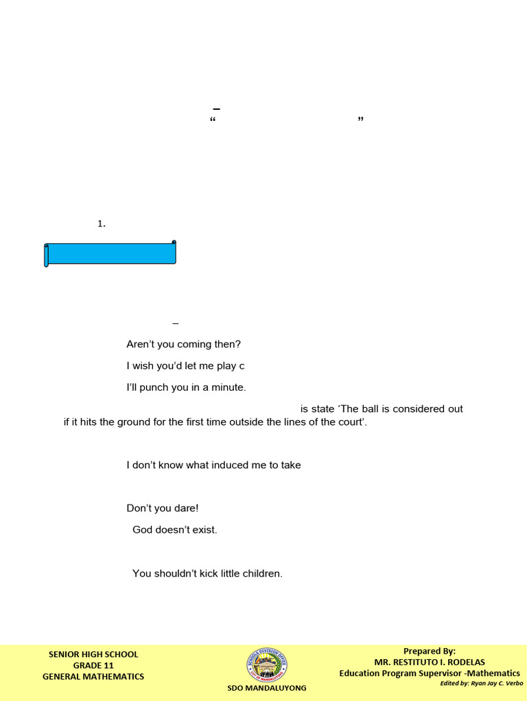 Activity Sheet 37 - Gr.11 - Identifying Propositions | PDF | Logic