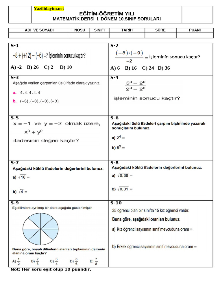 10 Matikk 1 D 1 Ytg | PDF
