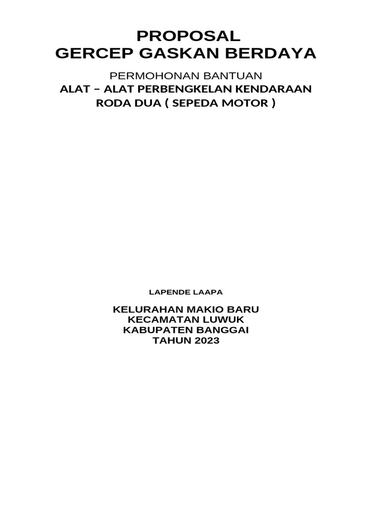 Proposal Lengkap Pebengkelan | PDF