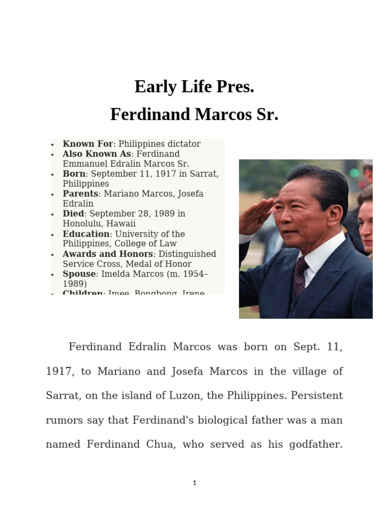 Ferdinand Marcos Written Repot | PDF | Economies