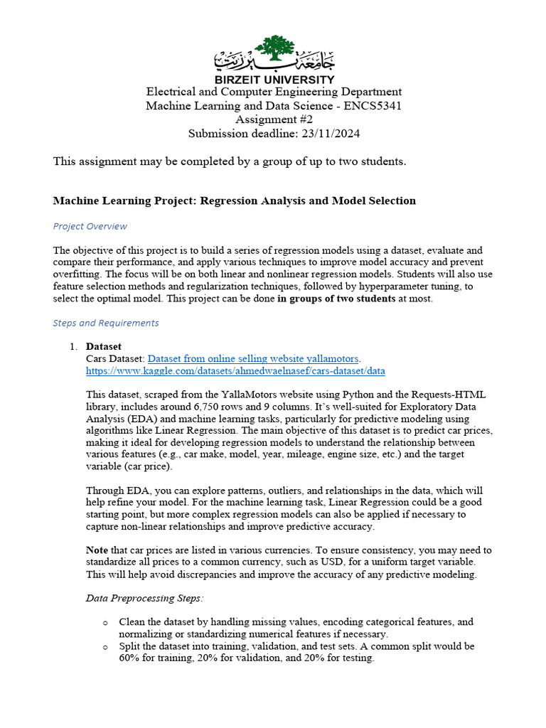 ML Assignment 2 | PDF | Regression Analysis | Machine Learning