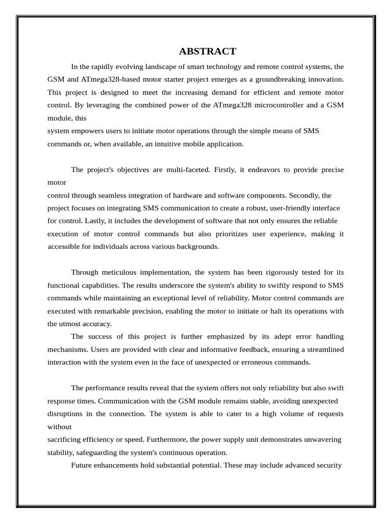 GSM and Atmega328 Based Motor Starter Project Aniket | PDF | Power ...