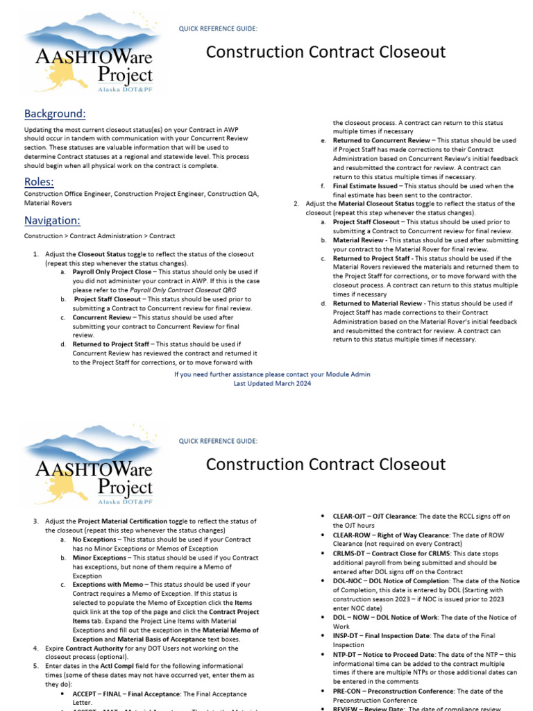 Contracts - Closeout | PDF