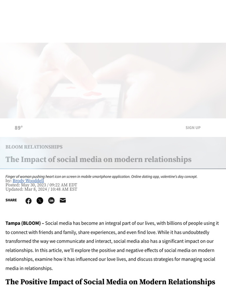 Positive Impacts of Social Media on Relationships | PDF | Social Media ...