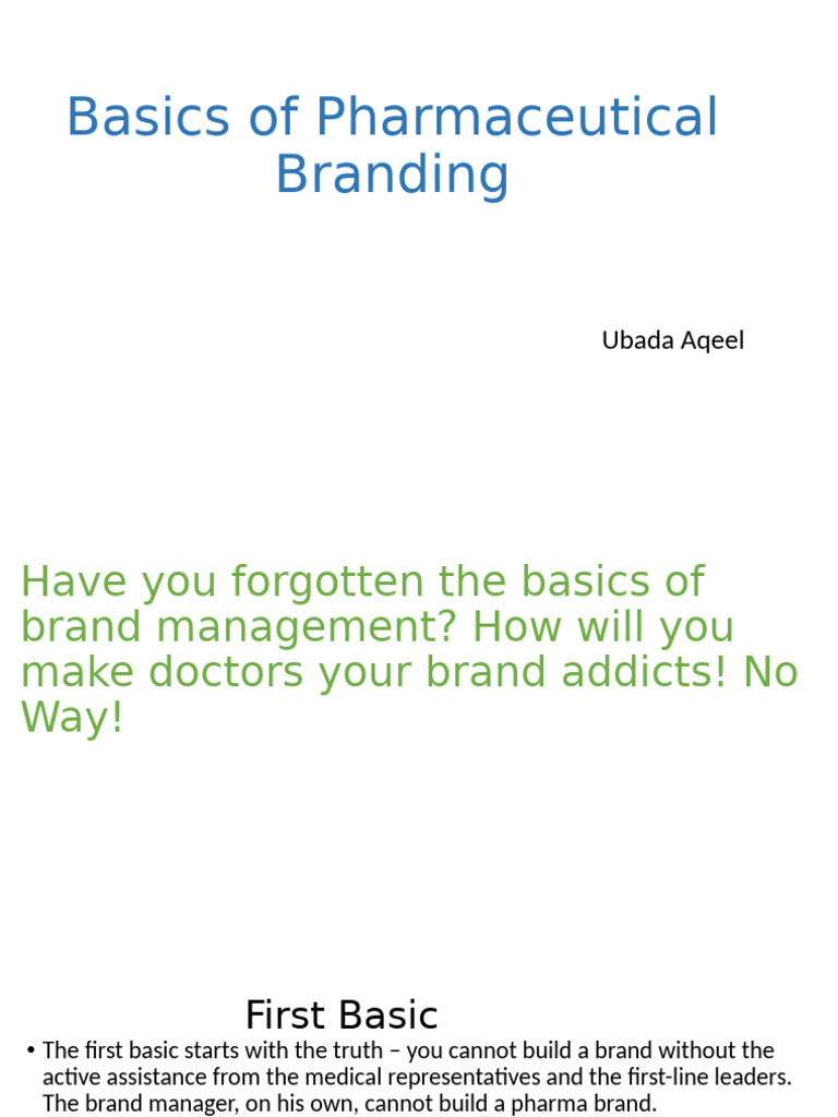 Basic of Pharma Branding | PDF | Brand | Health Care