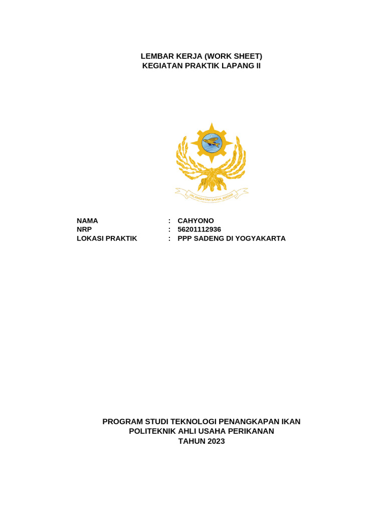 Cahyono LEMBAR KERJA PRAKTIK LAPANG II | PDF