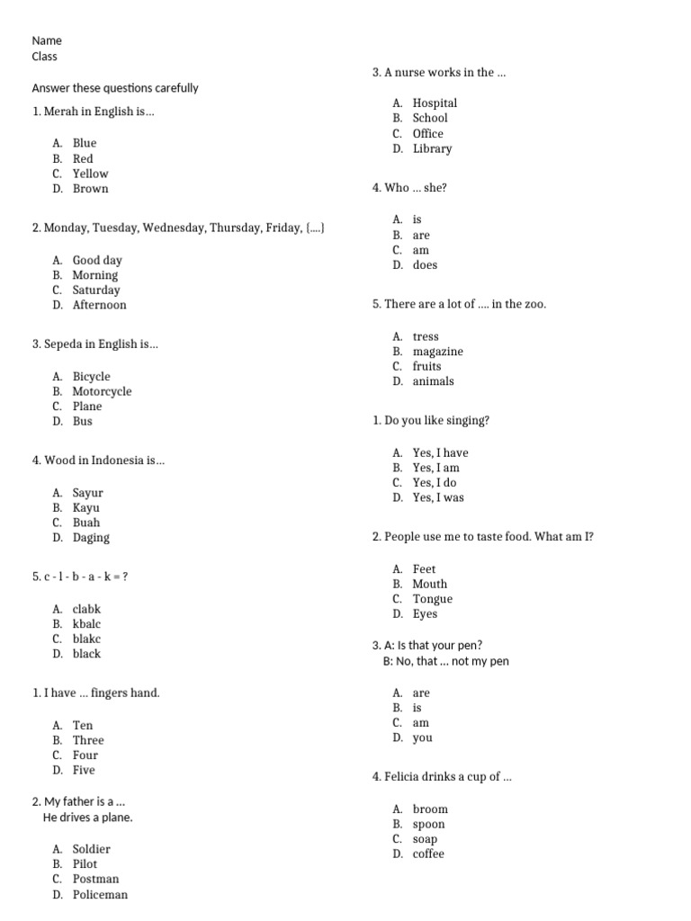 soal b ing sd | PDF