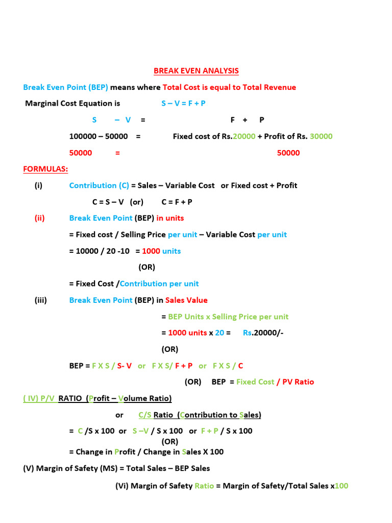BEP Analysis Worksheet | PDF | Business Economics | Management Accounting