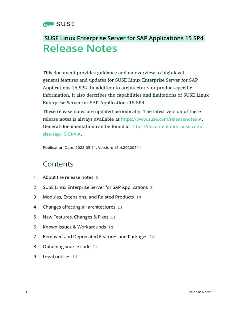 Release-Notes Sles For Sap 15.en | PDF | Linux | Software Repository Release-Notes Sles For Sap 15.en | PDF | Linux | Software Repository