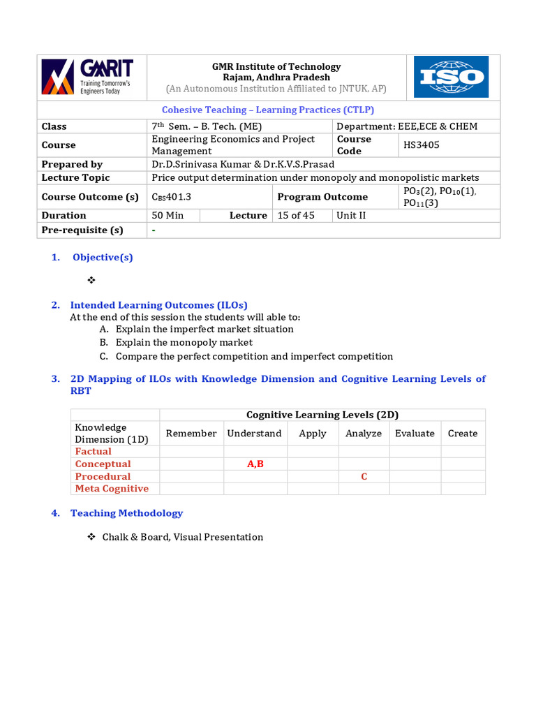 Price Output Determination in Monopoly | PDF | Economic Equilibrium ...