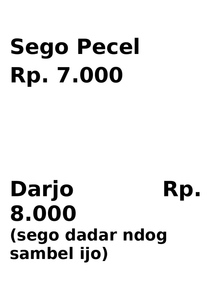 Sego Pecel RP | PDF