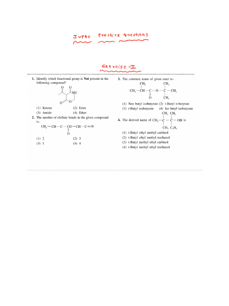 Iupac Practice Questions CGR | PDF