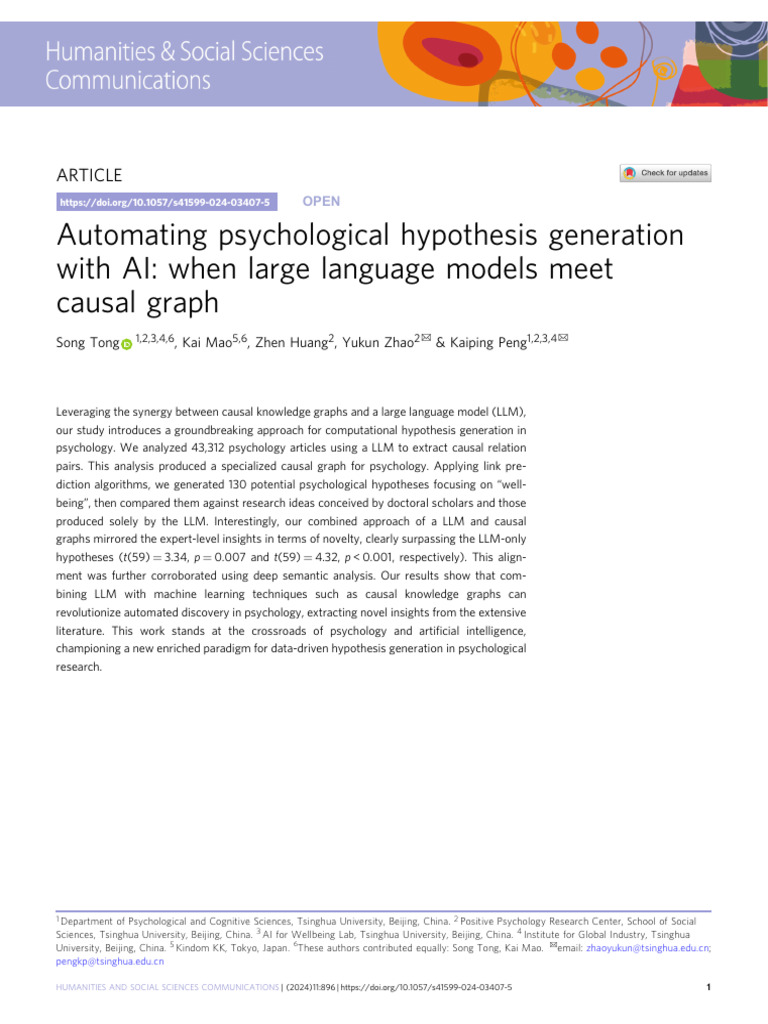 Automating Psychological Hypothesis Generation With AI - When Large Language Models Meet Causal ...