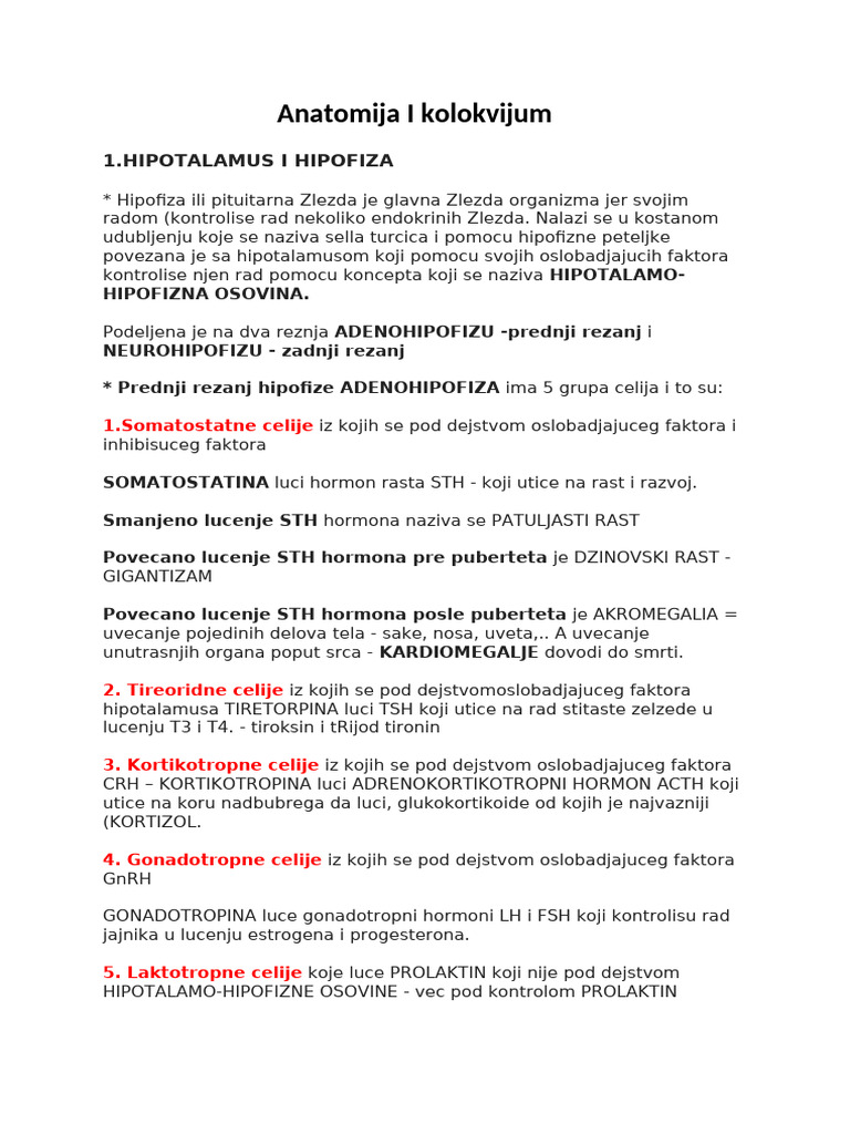 Anatomija I Kolokvijum | PDF