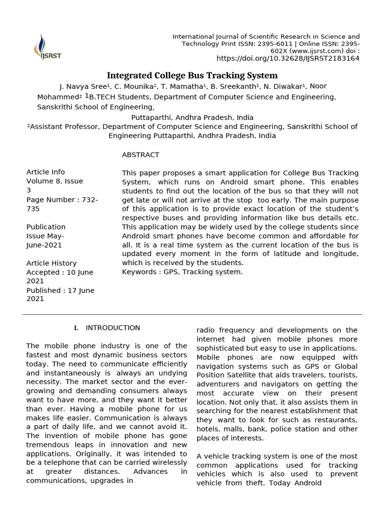 Integrated College Bus Tracking System | PDF | Computing | Computer Science