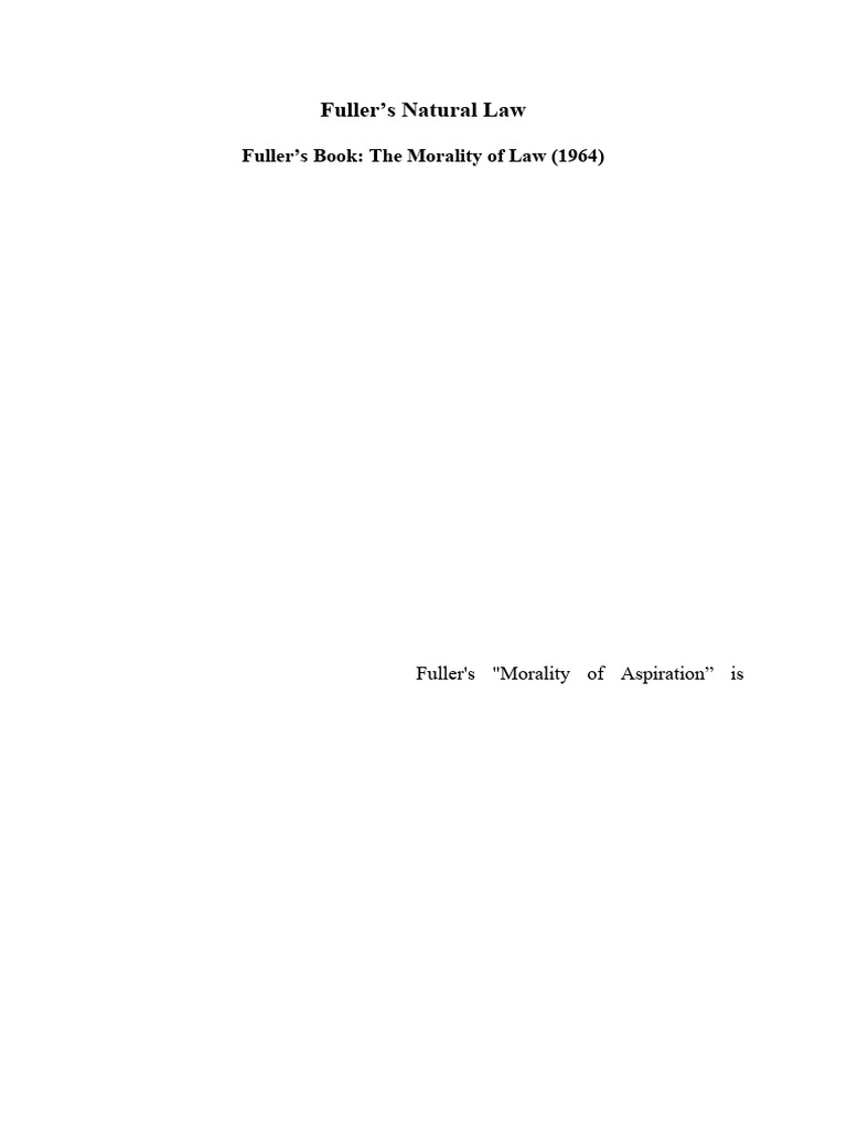 Lon Fuller On Law and Morality | PDF | Morality | Thought