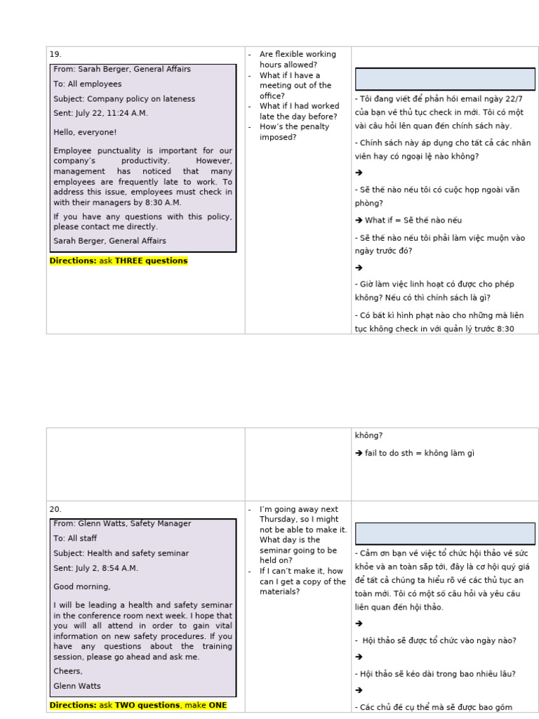 Directions: Three Questions | PDF