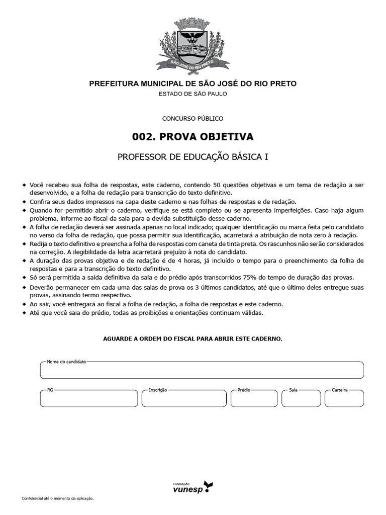 Prova Vunesp 2023 | PDF | Pedagogia | Aprendizado