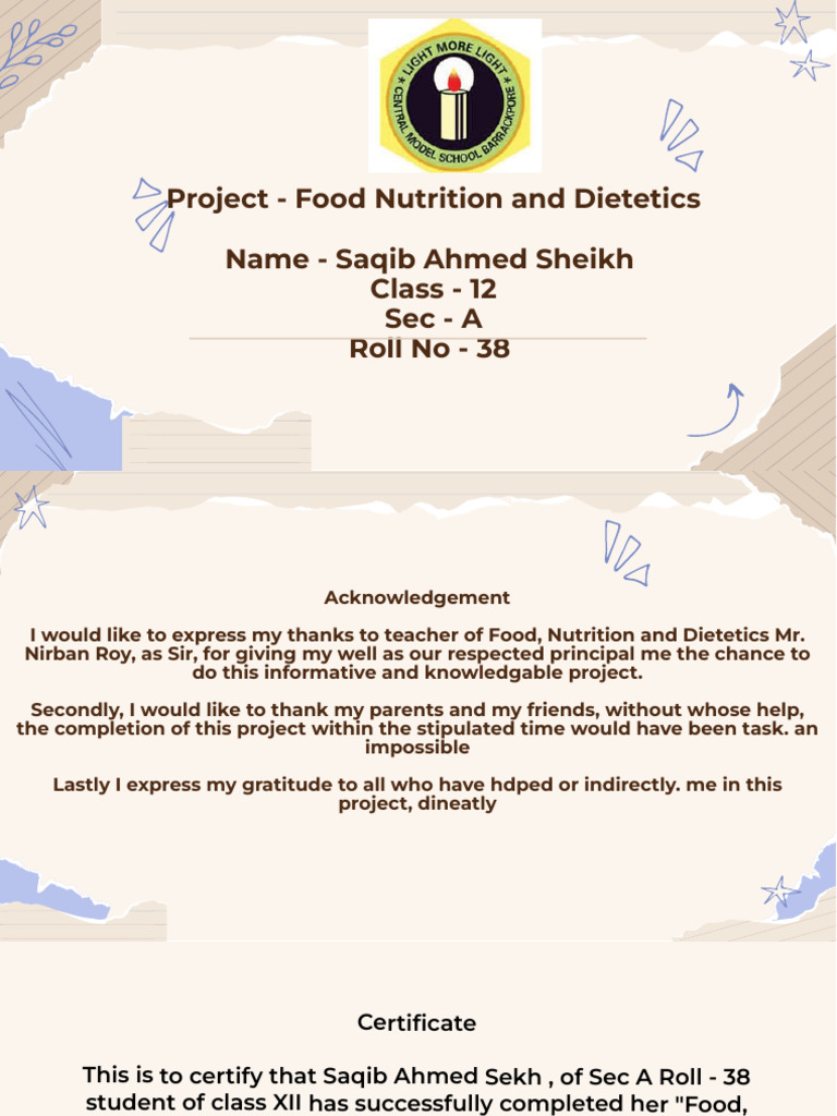 Saqib Ahmed Sekh XII SC A 38 (Nutrition) | PDF | Nutrients | Diet (Nutrition)