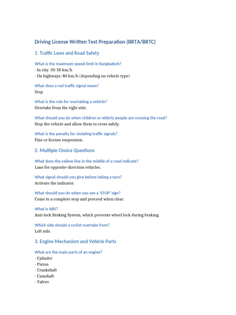 Driving License Test Prep Guide | PDF | Finance & Money Management ...