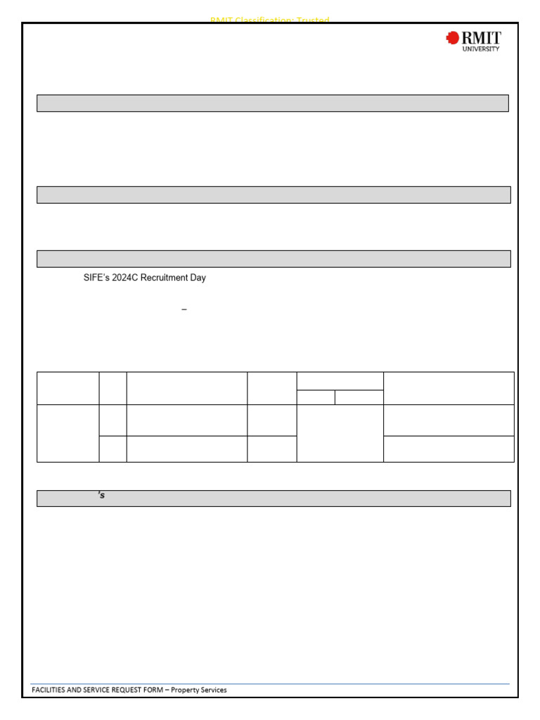 Facility and Services Request Form (FSRF) | PDF