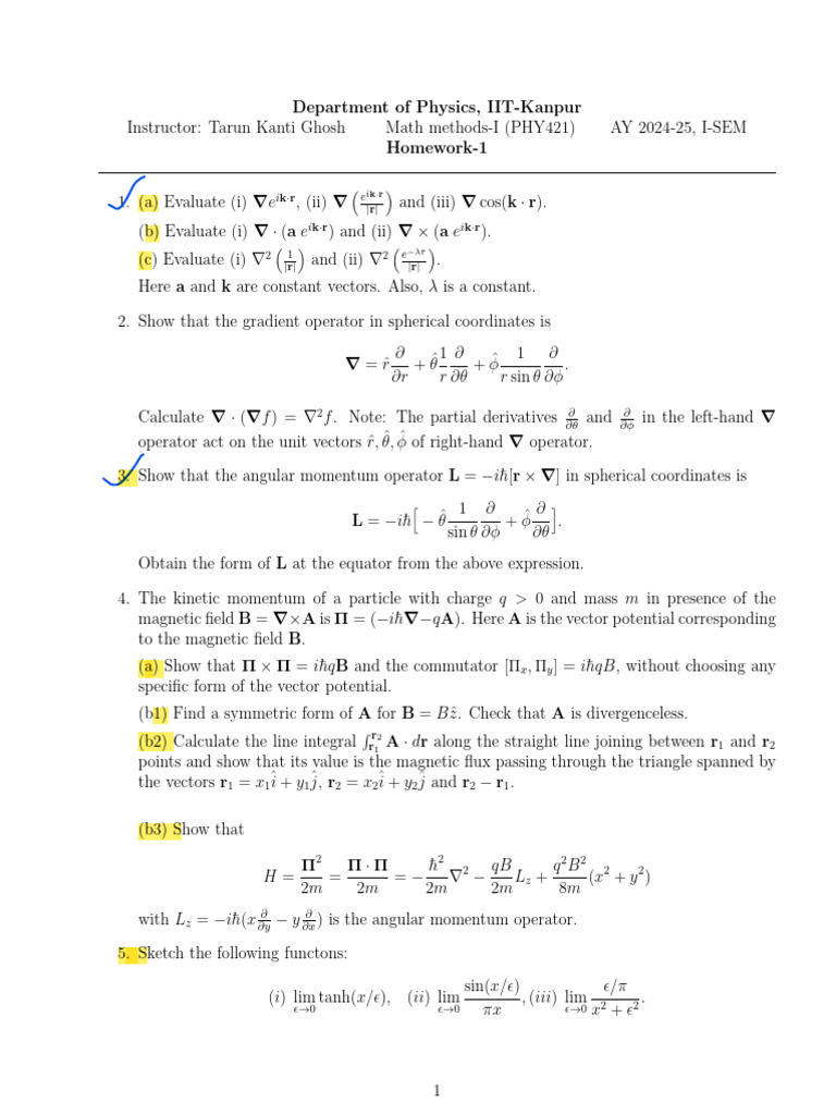 hw1 Mathematical | PDF | Integral | Momentum