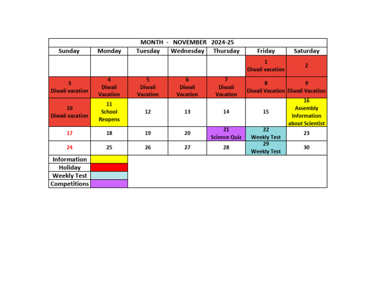 Activity Calendar - November Month | PDF