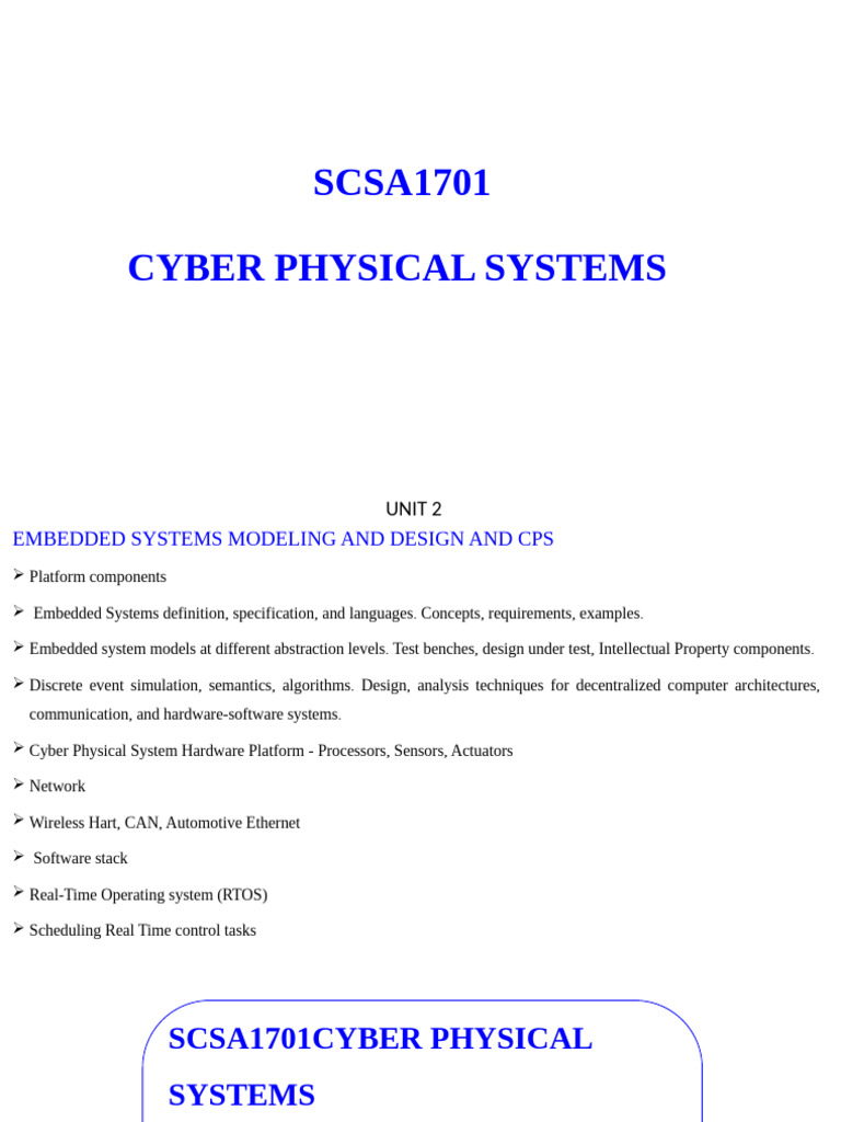 CPS-UNIT -2 (30th) | PDF | Computer Network | Embedded System
