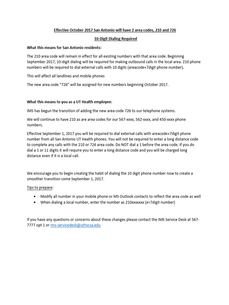 10-Digit Dialing | PDF