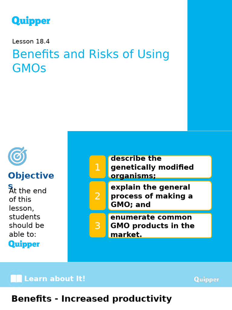 Earth and Life Science SHS 18.4 Benefits and Risks of Using GMOs | PDF ...