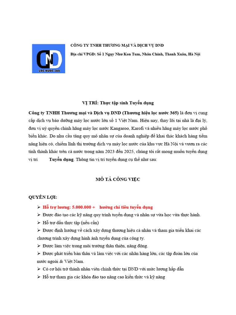 - JD TTS TUYỂN DỤNG - DND | PDF