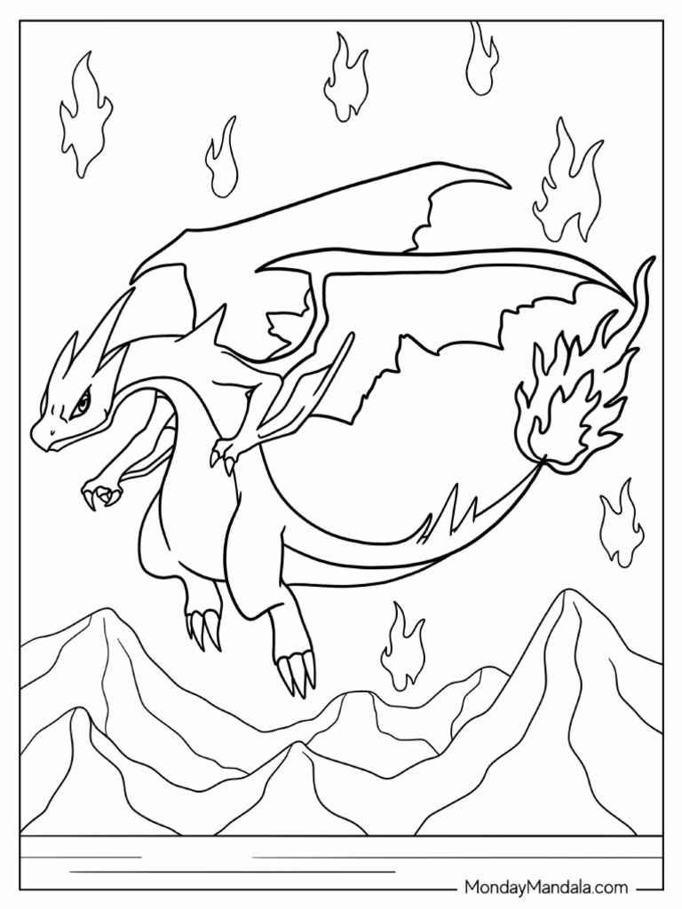 Simple-Charizard-Coloring-In-For-Kids | PDF