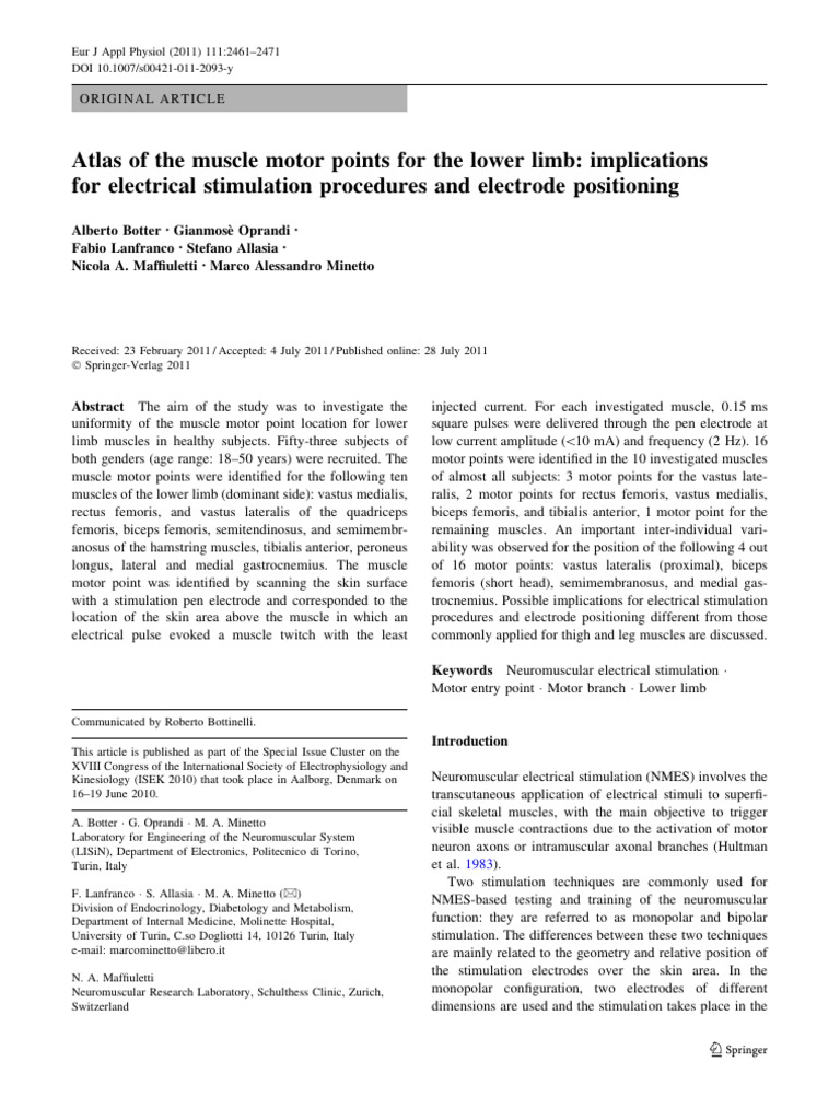 (2011) Atlas of The Muscle Motor Points For The Lower Limb | PDF ...