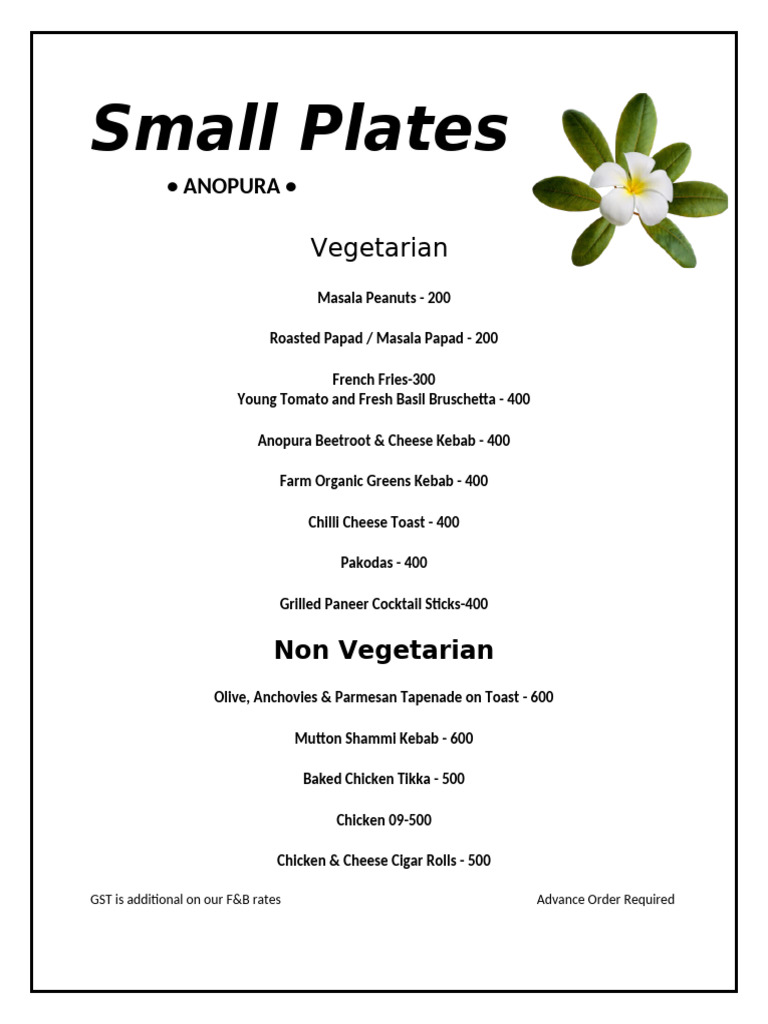 Small Plates Menu | PDF