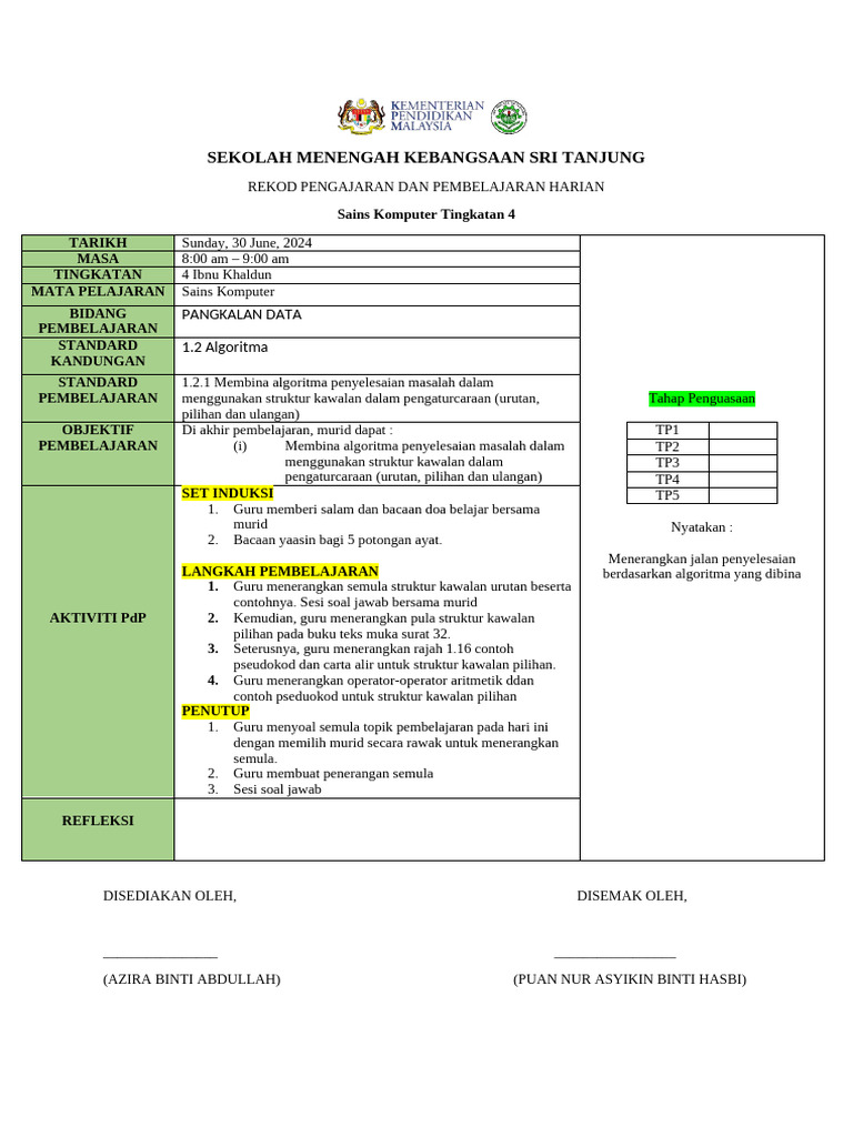 RPH SK Tingkatan 4 | PDF